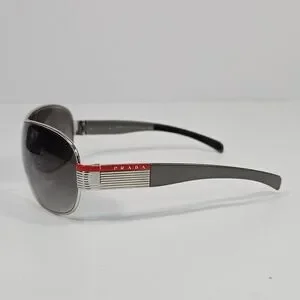 Prada | Accessories | Prada Sps 54h Y2k Shield Wrap Sunglasses Silver ...